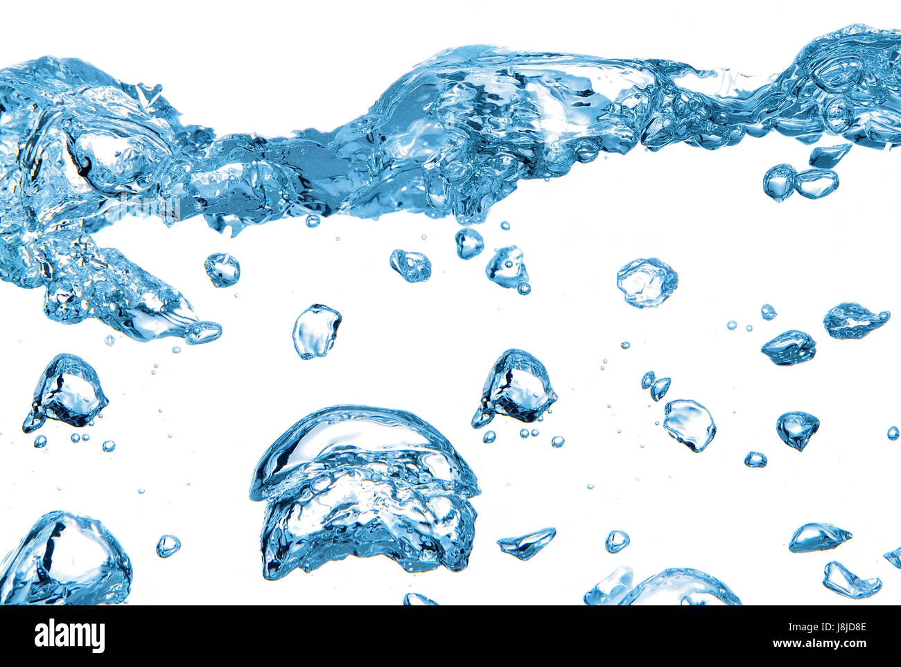isolated, bubbles, splash, water, blue, motion, postponement, moving ...