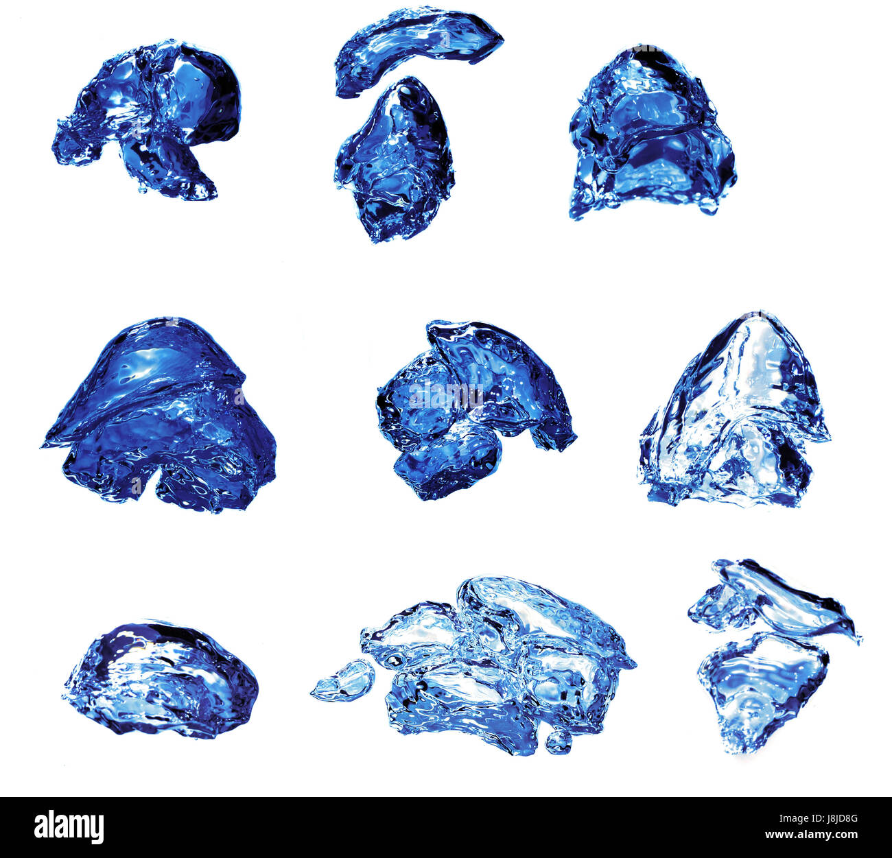 isolated, bubbles, set, splash, water, blue, motion, postponement ...