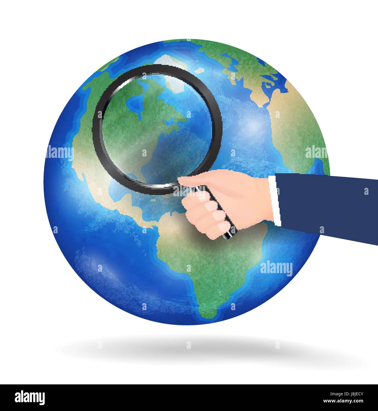planet earth with magnifying glass Stock Vector Image & Art - Alamy