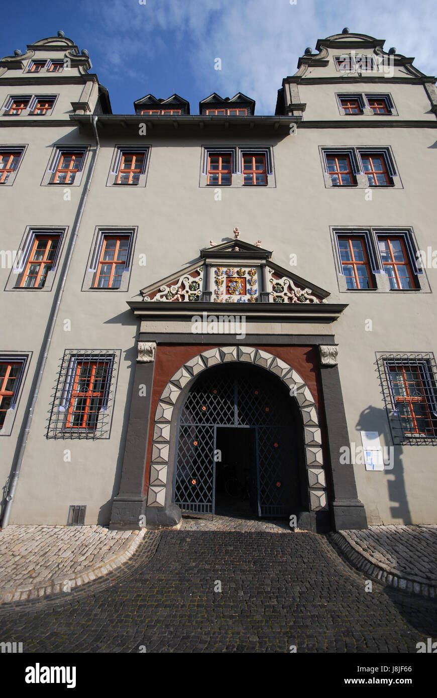 weimar, blue, historical, city, town, baroque, entrance, europe ...