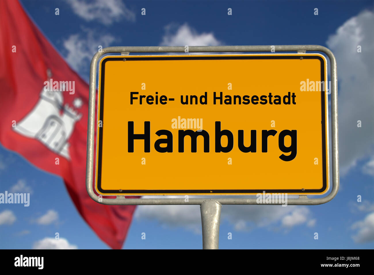 german ortsschild capital hamburg Stock Photo - Alamy