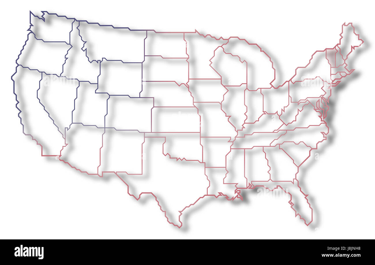 usa, map, atlas, map of the world, profile, symbolic, political, colour ...