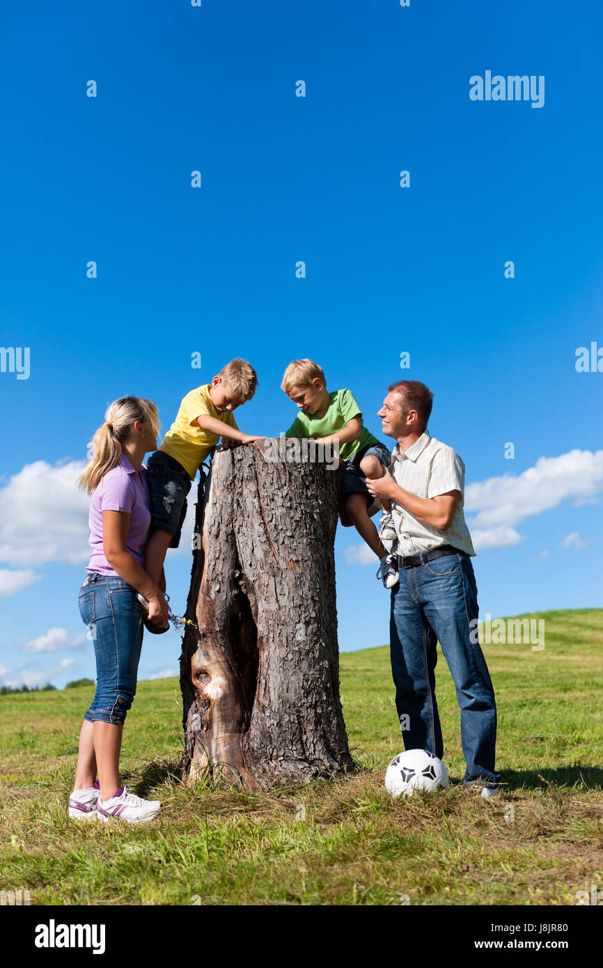 family on excursion in summer Stock Photo - Alamy