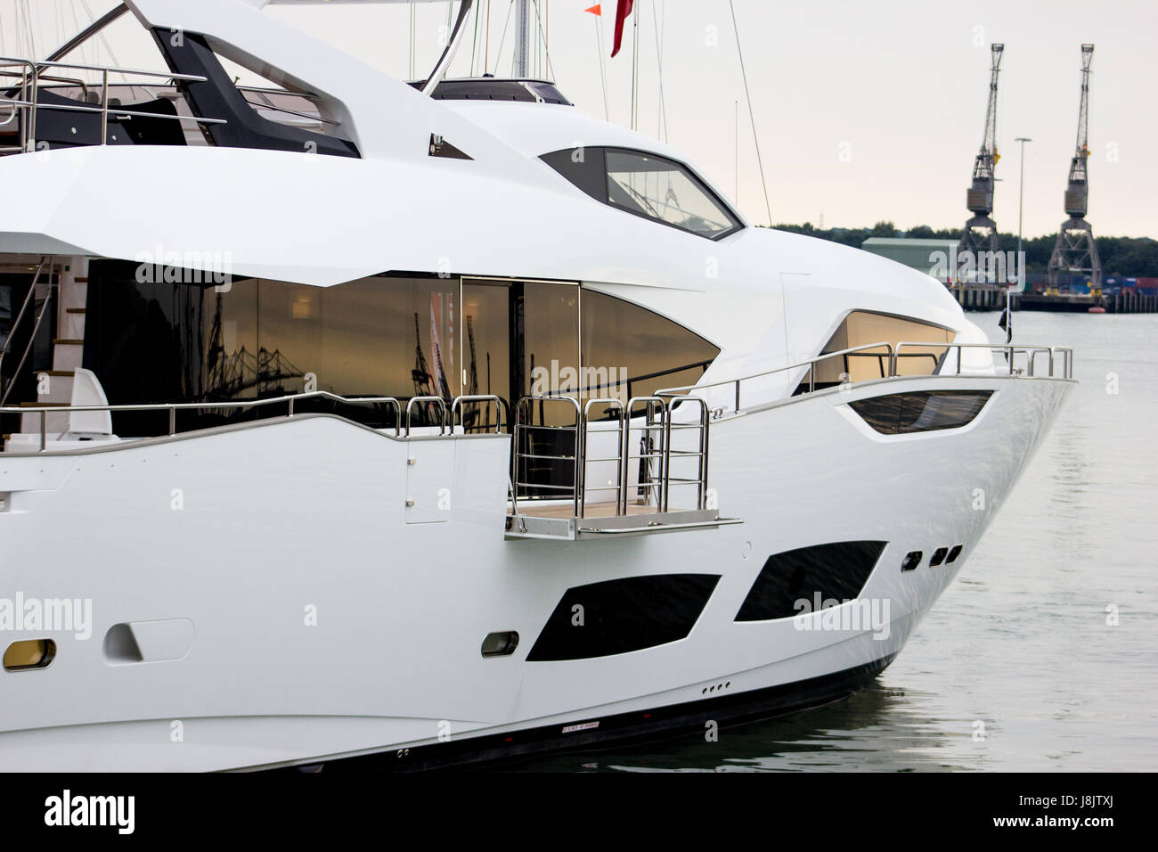 Sunseeker docked at Southampton Boat Show Stock Photo - Alamy