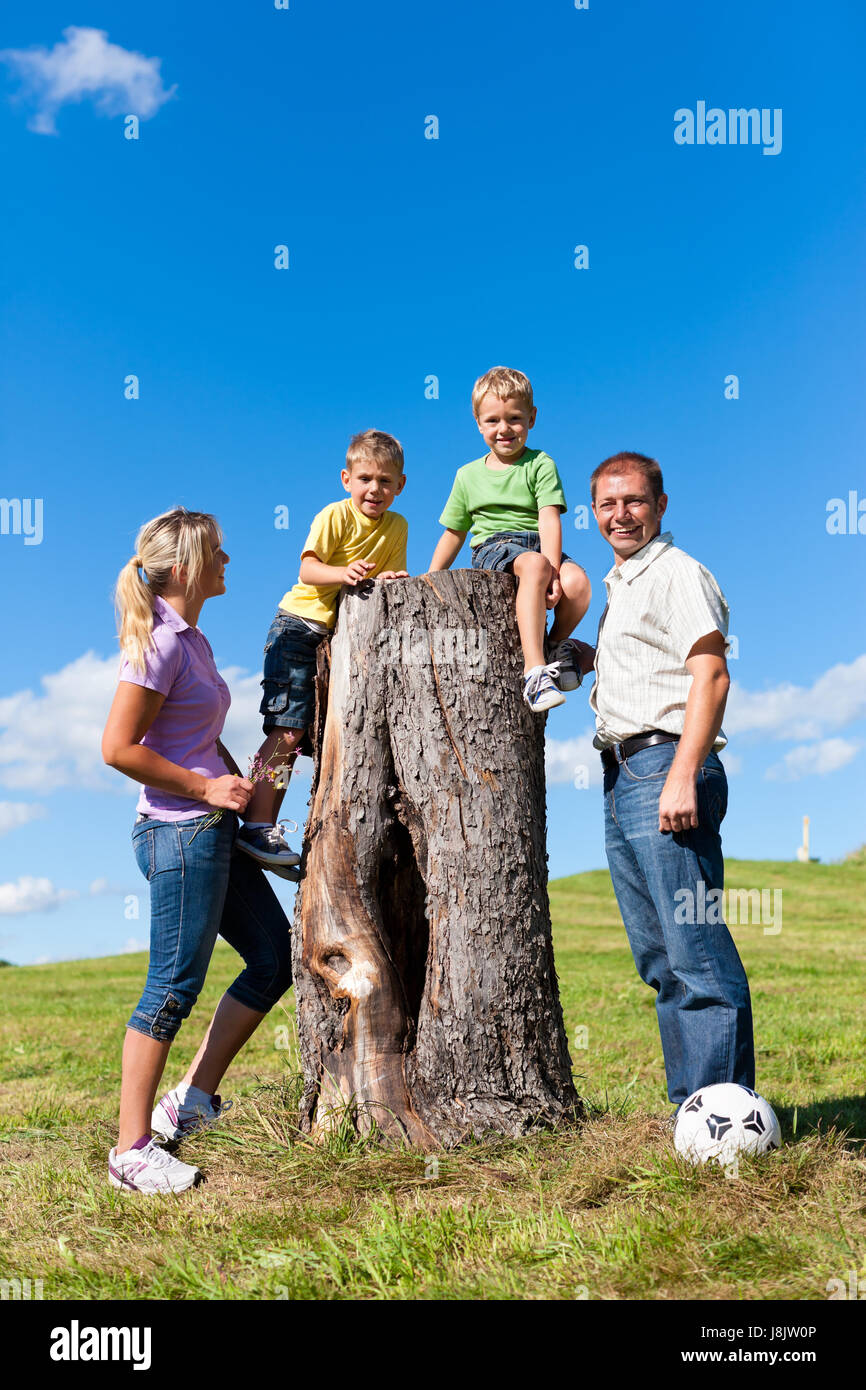 family on excursion in summer Stock Photo - Alamy