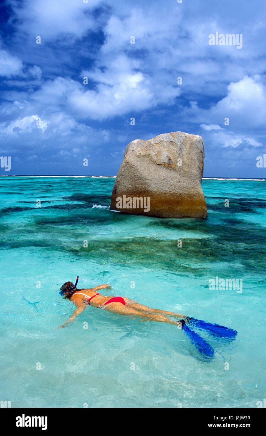 woman, beach, seaside, the beach, seashore, seychelles, woman, humans ...