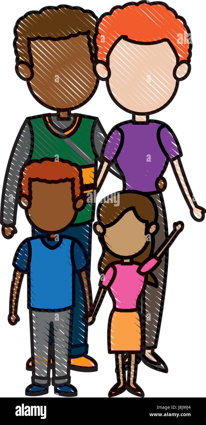 Mixed multiracial family Stock Vector Images - Alamy