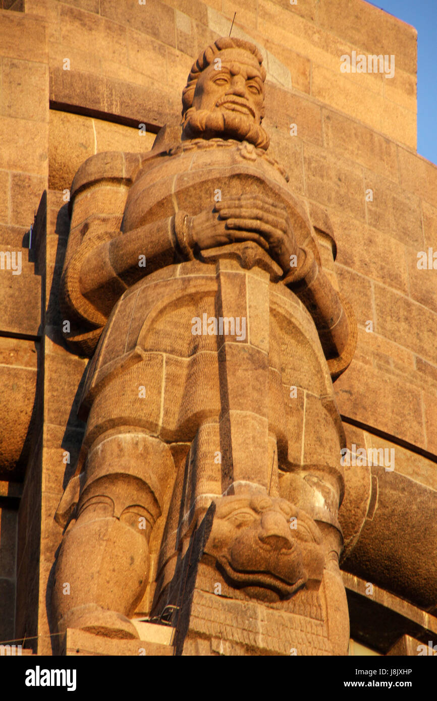 detail, monument, saxony, Leipzig, knight, napoleon, detail, historical ...