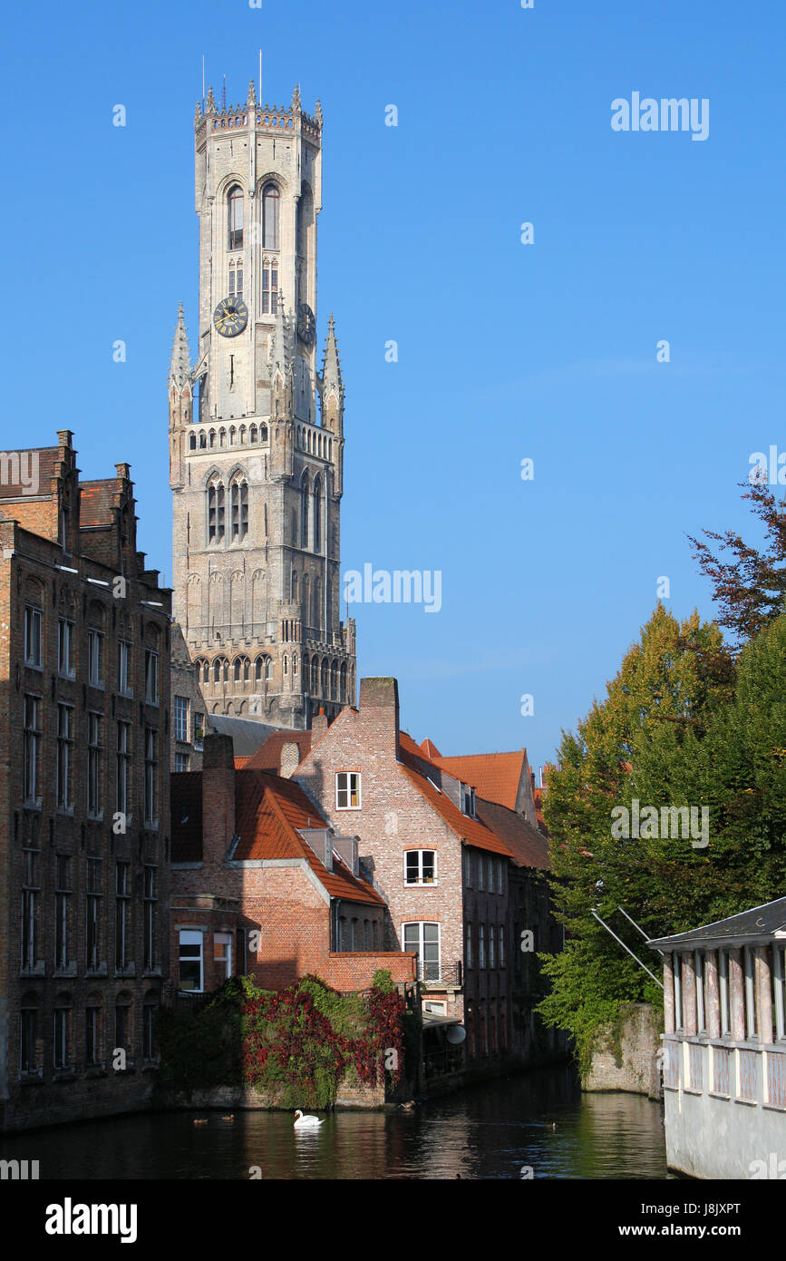 tower, belgium, gable, flanders, bruges, flemish, house, building ...