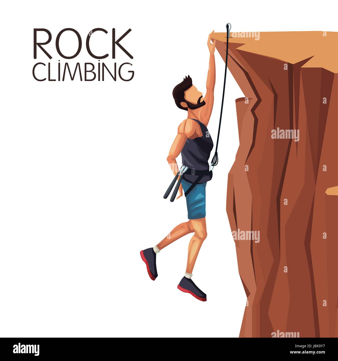 scene man hanging on the cliff rock climbing Stock Vector Image & Art ...