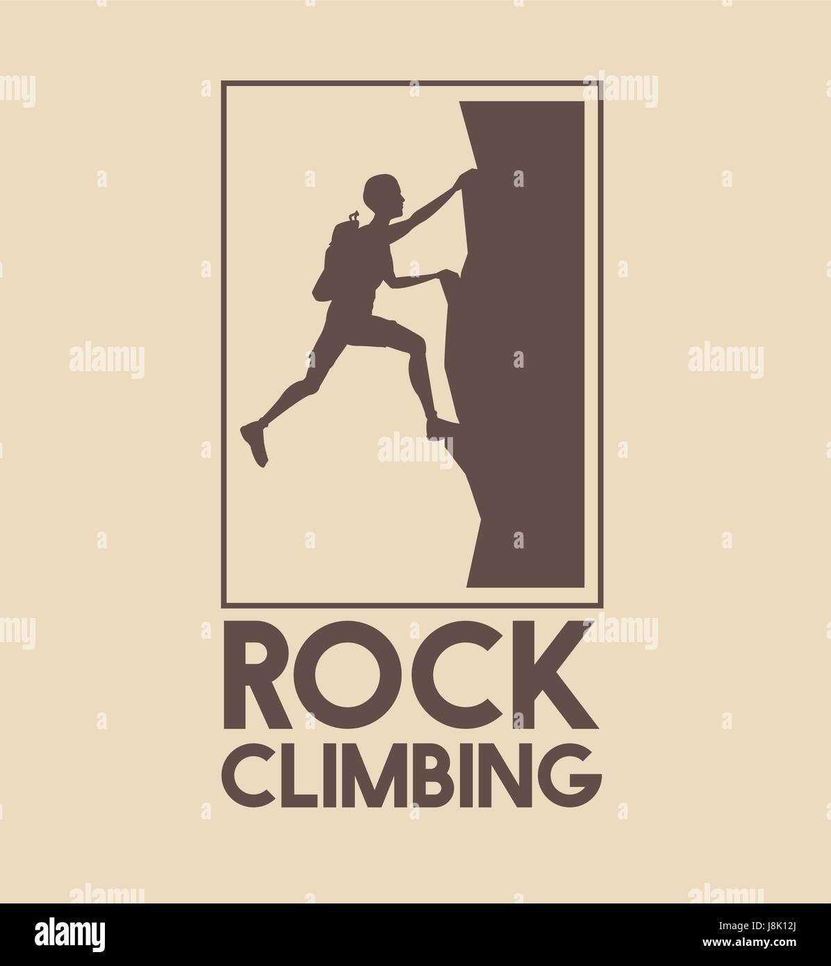 poster logo silhouette man climbing on a rock mountain Stock Vector ...