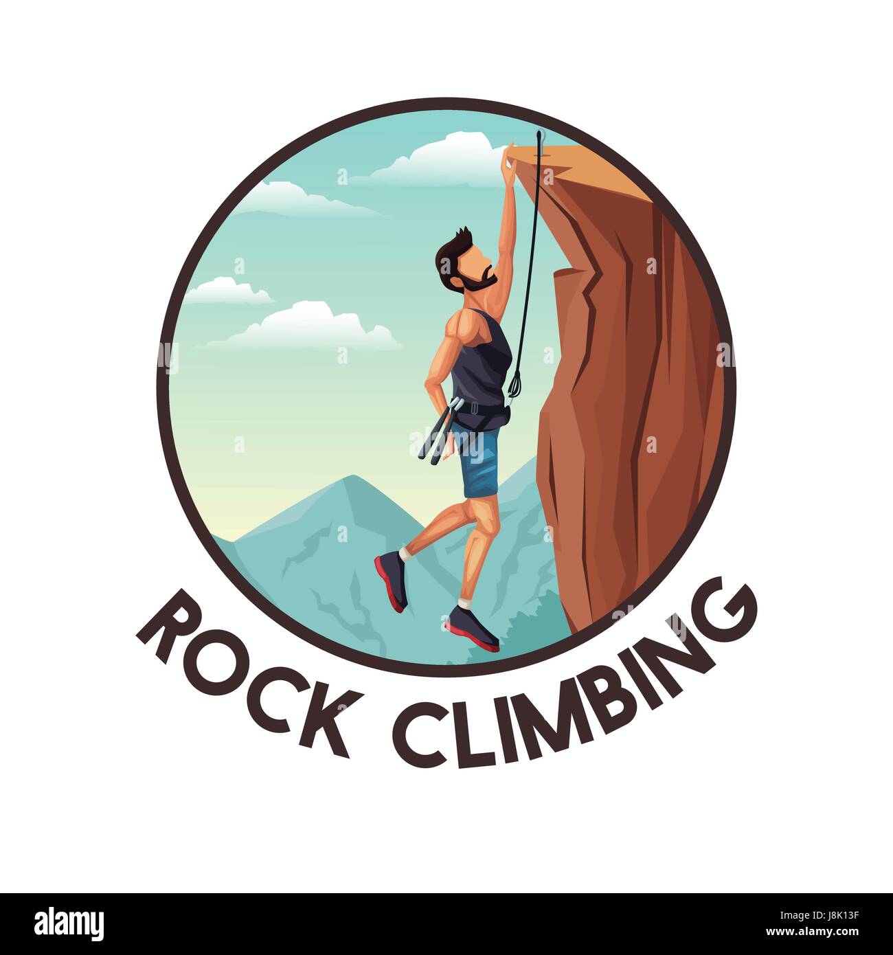 Man hanging on cliff Stock Vector Images - Alamy