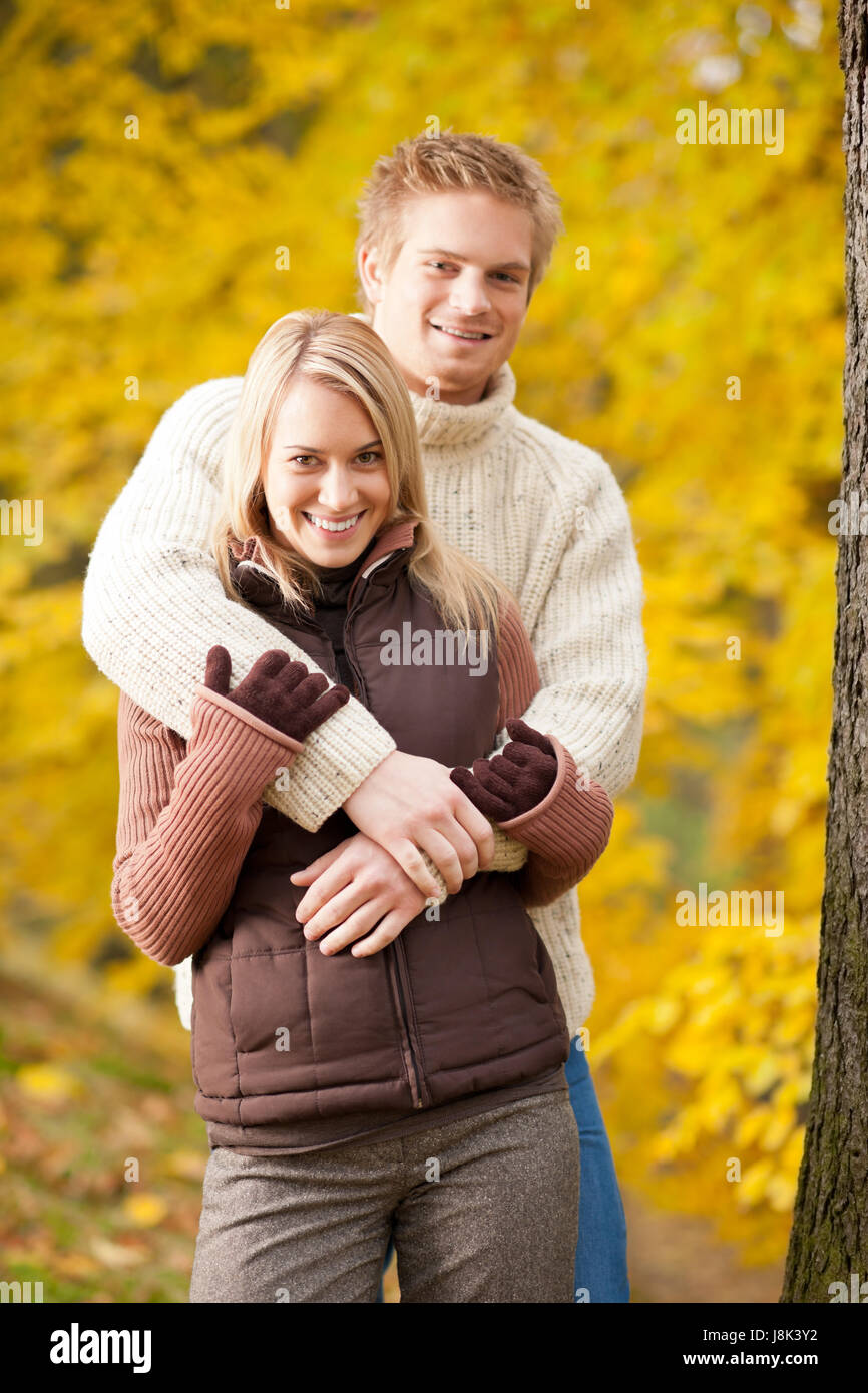 leaf, season, couple, pair, hug, embracement, embracing, nature ...