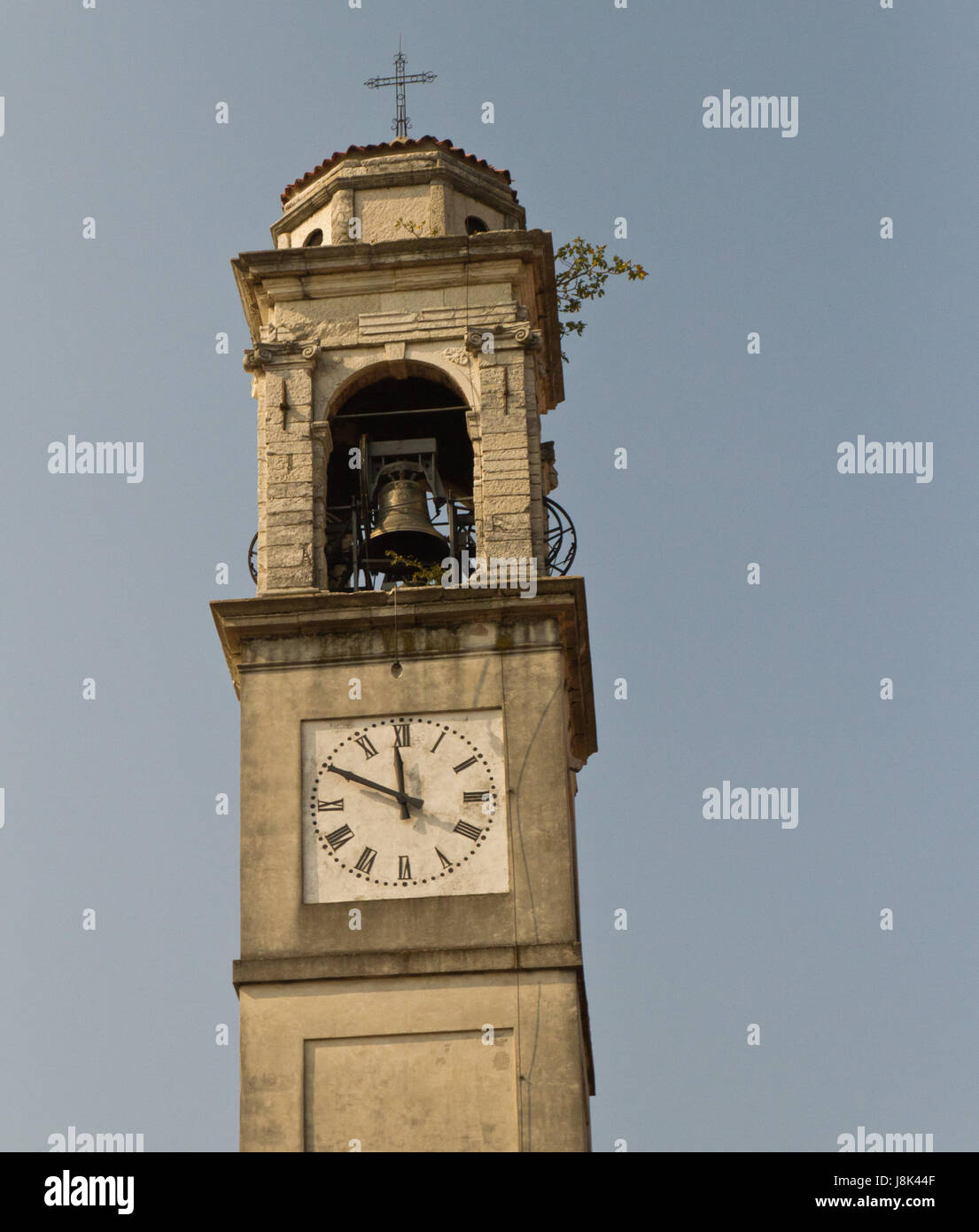 tower, stone, cross, clock, pointer, expiration, bell, firmament, sky ...