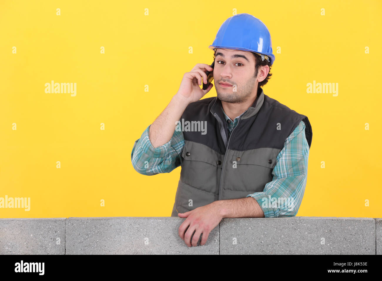 telephone, phone, call, hat, person, concrete, wall, hard, construction ...