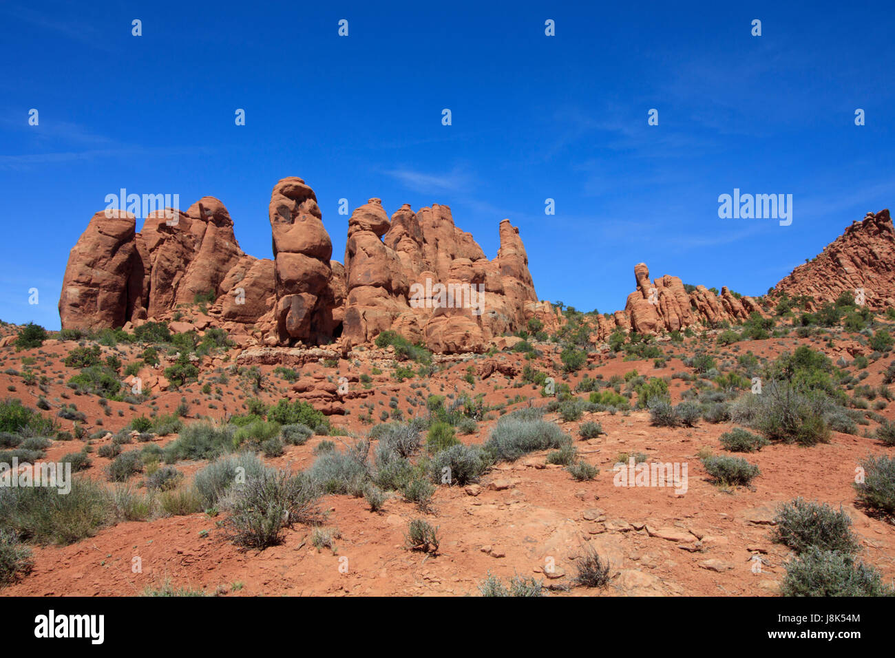 Large geological formations in Arches National Park, Moab, Utah Stock ...