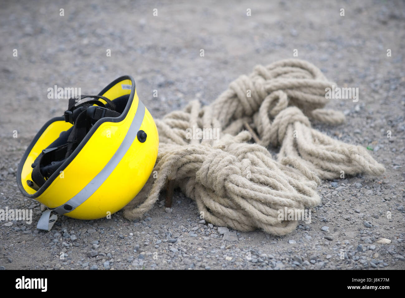 helmet and safety rope Stock Photo - Alamy