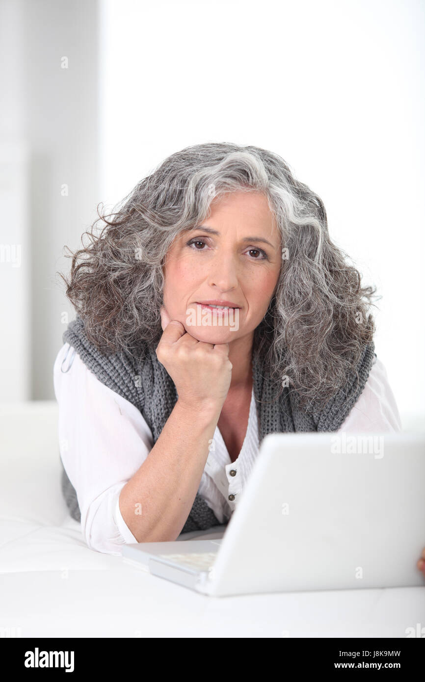 woman, laptop, notebook, computers, computer, relaxation, portrait ...