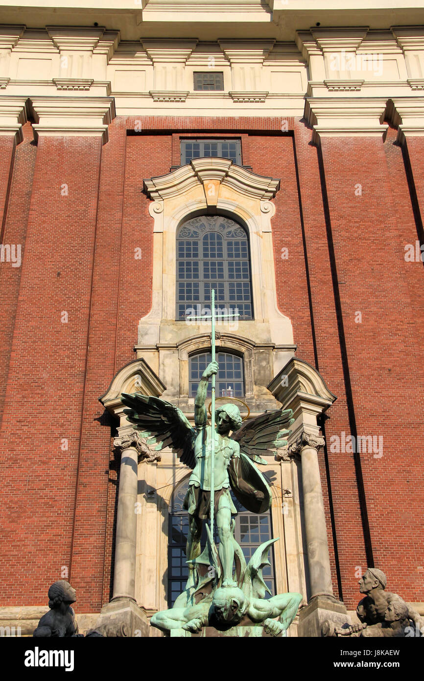 sculpture, angel, angels, hamburg, archangel, historical, church ...
