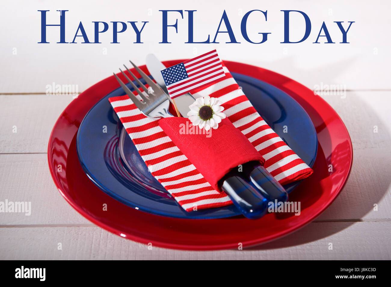 Beautiful blue red and white table setting, Happy flag day party ...
