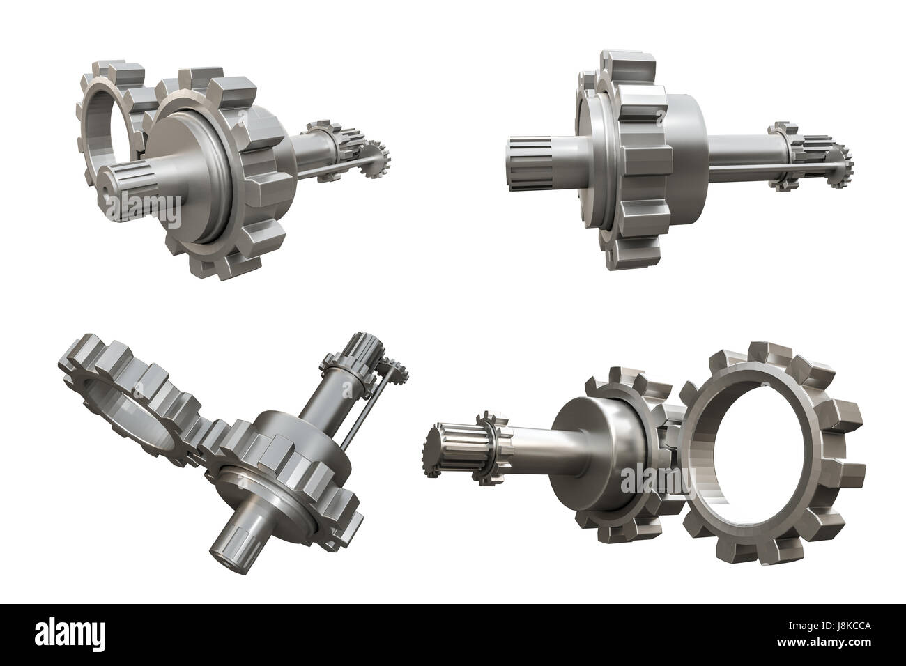 3d illustration of connected gears isolated on white background Stock ...