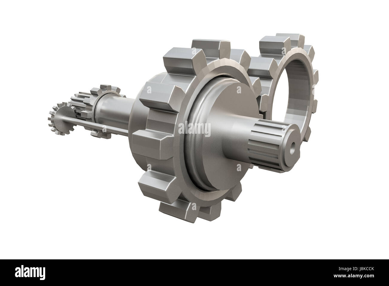 3d illustration of connected gears isolated on white background Stock ...