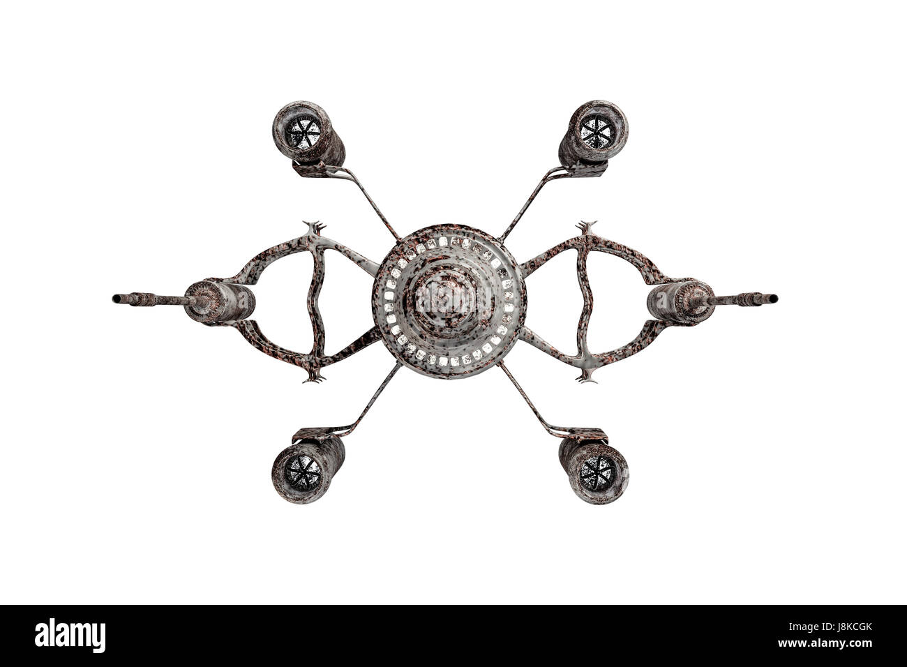 3d illustration of a rusty spaceship model isolated on white background ...