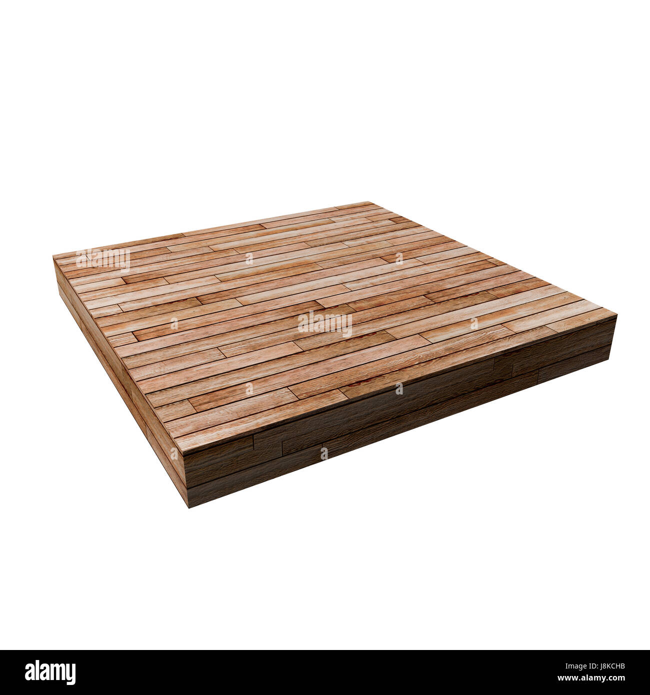 3d illustration of a wooden square shape isolated on white background ...