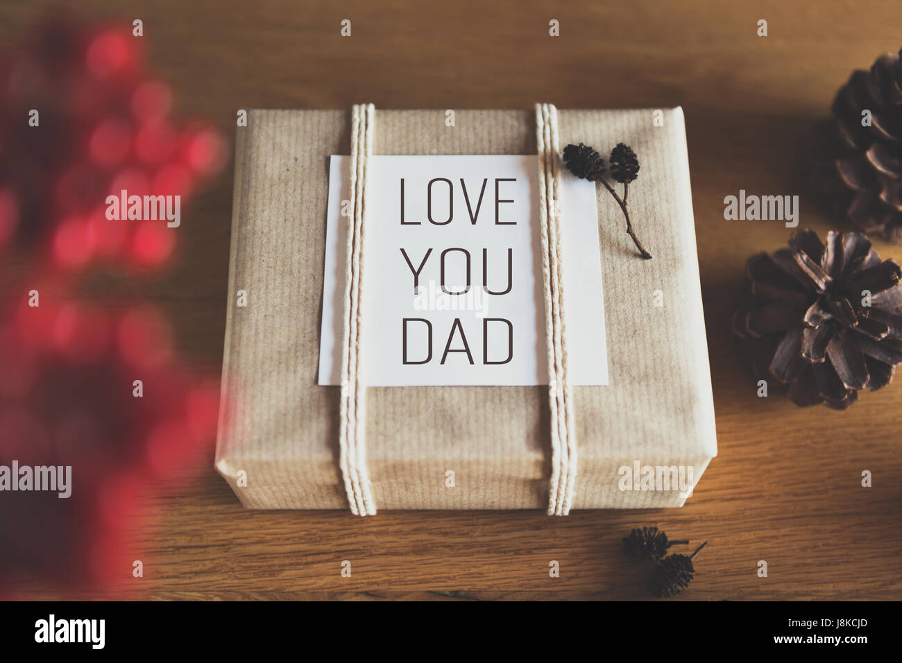 Beautiful present, Father's day flat lay background Stock Photo - Alamy