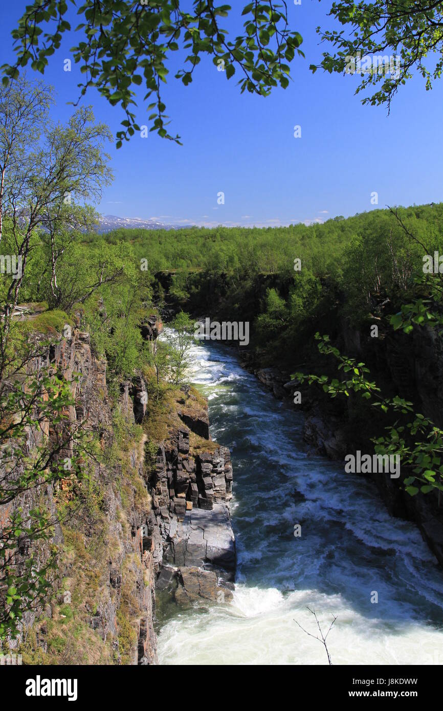 mountains, national park, sweden, waterfall, ravine, Canyon, river ...