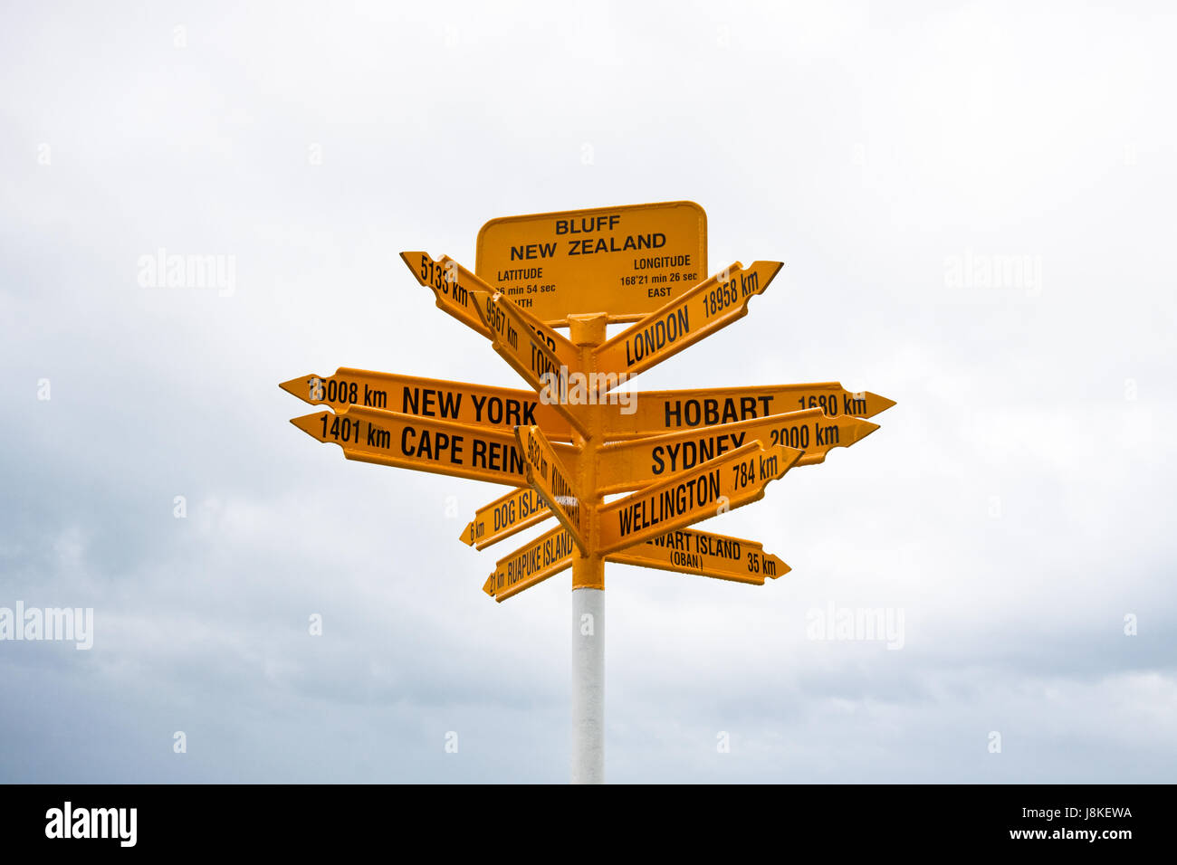 new zealand, signpost, bluff, sign, travel, tourism, distance, pointer ...