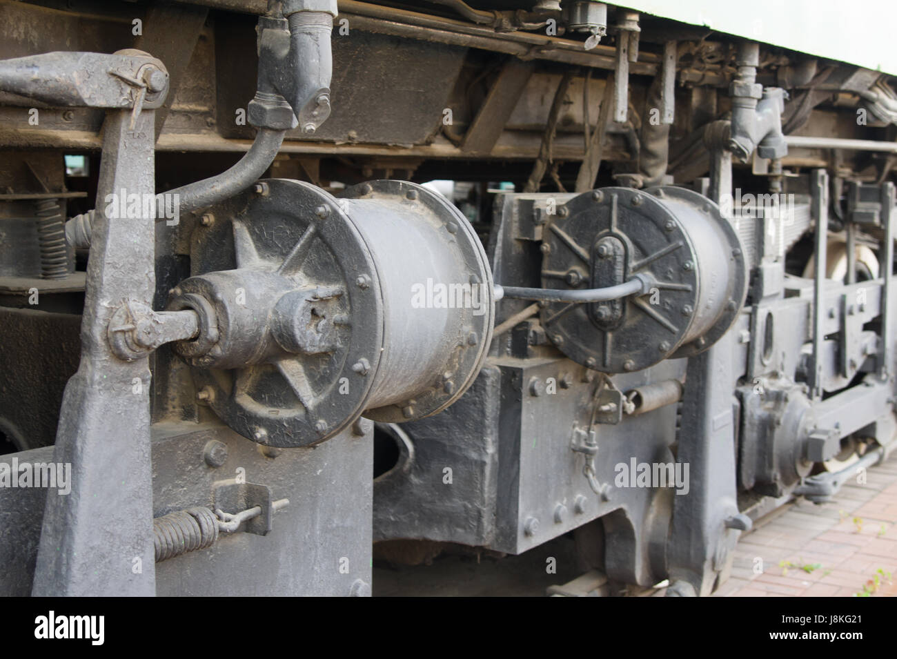 machines and the old train units closeup Stock Photo - Alamy