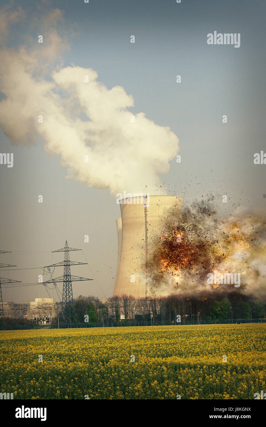 Exploding Cooling Tower Stock Photo - Alamy