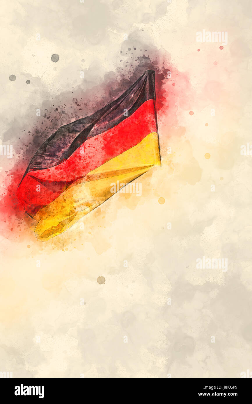 Blowing german Flag at the rear of a ship on the river elbe Stock Photo ...