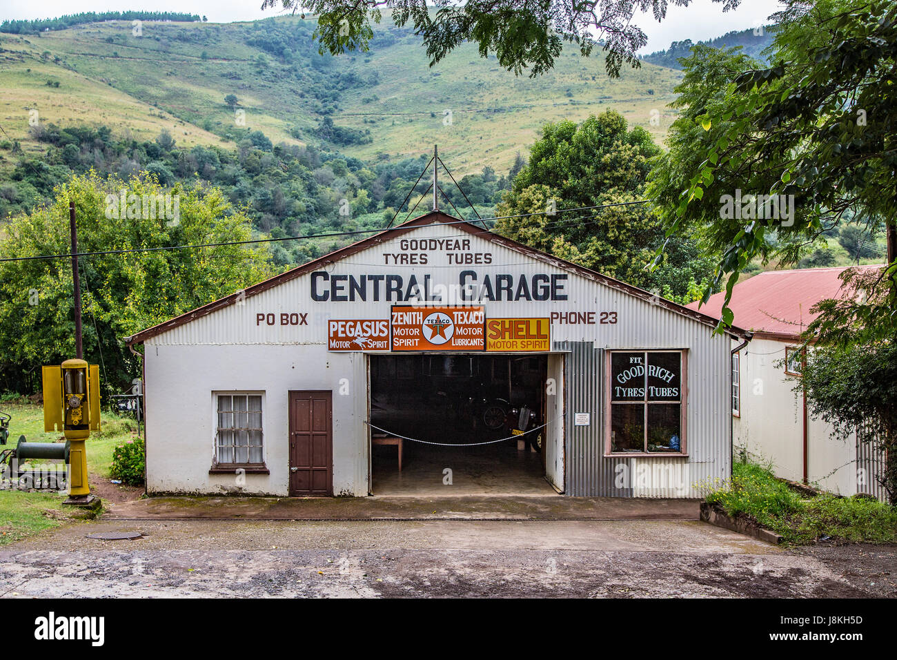 Old garage at Pilgrims Rest, an old gold digger town in South Africa ...