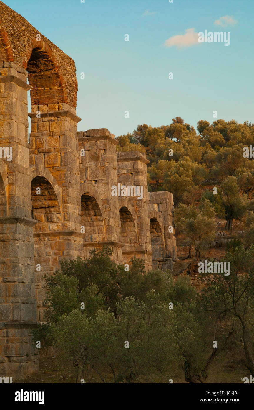 columns, greece, marble, roman, aqueduct, conduit, ancient, blue ...