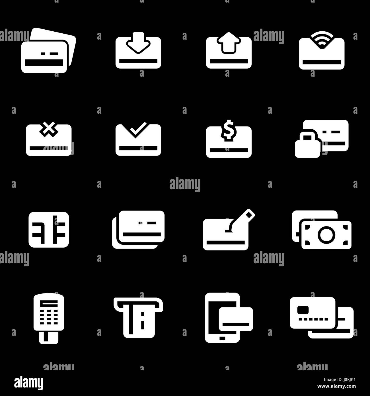 Vector white credit card icons set on black background Stock Vector ...