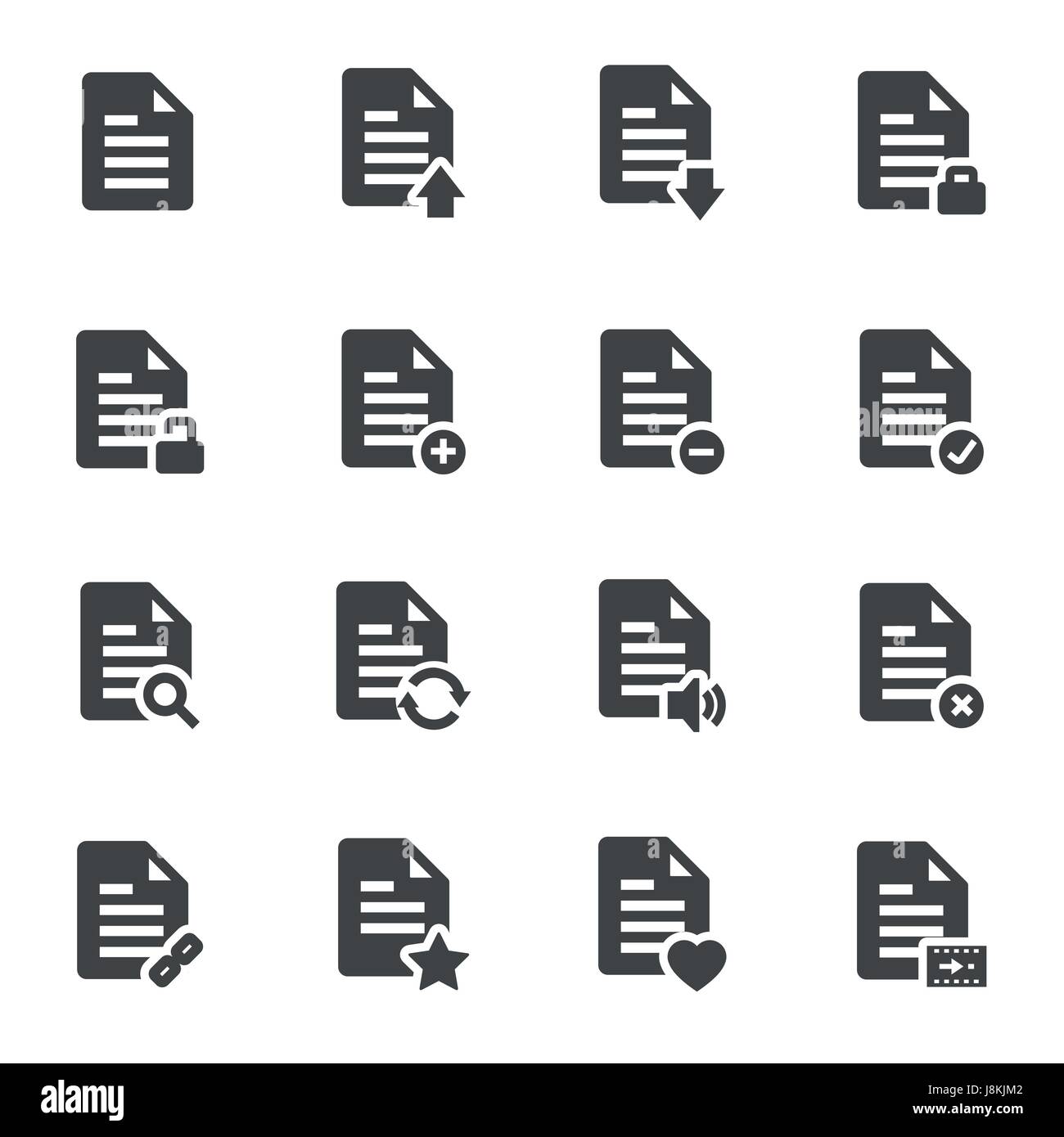 Vector black document icons set on white background Stock Vector Image ...