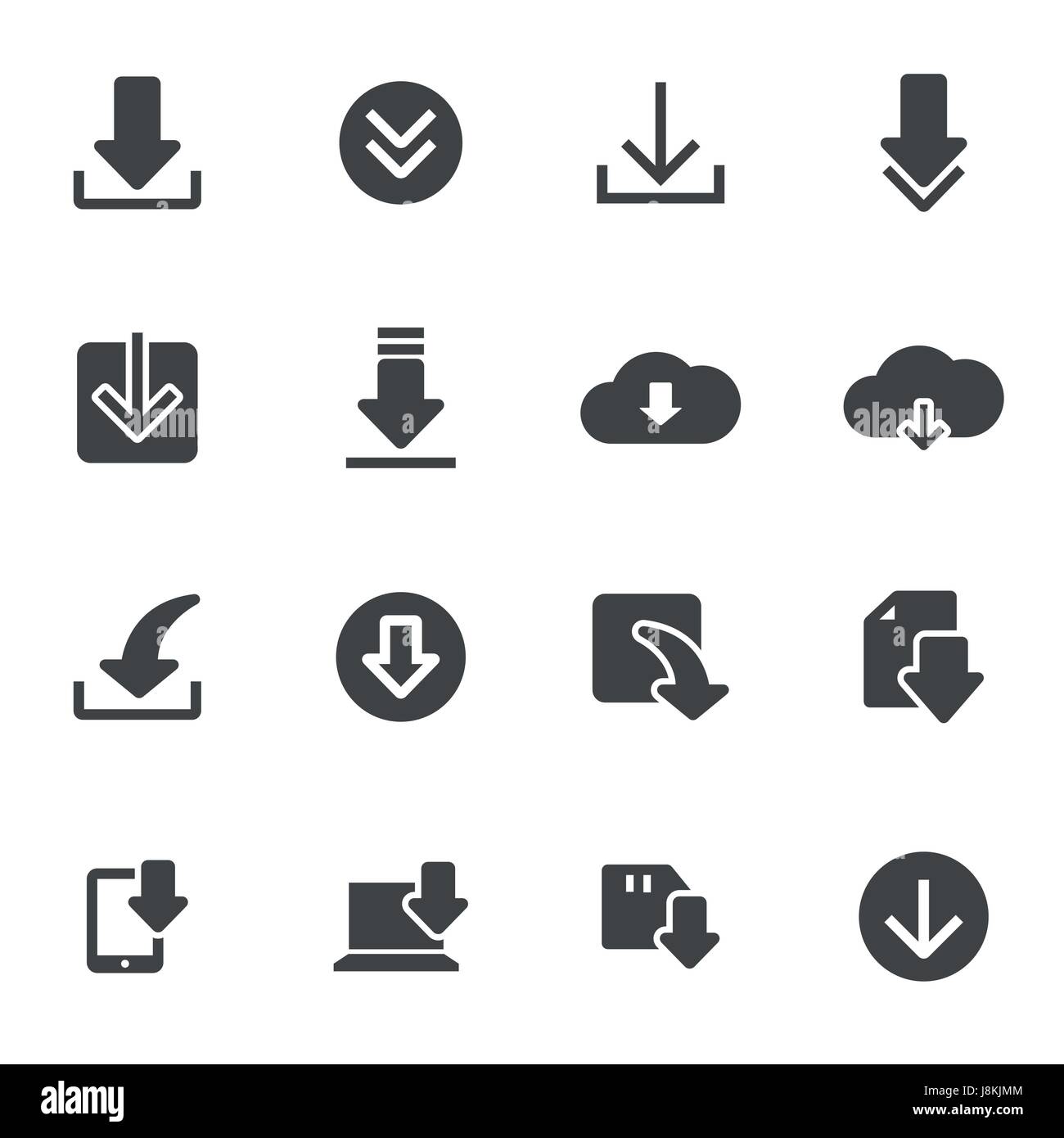 Vector black download icons set on white background Stock Vector Image ...