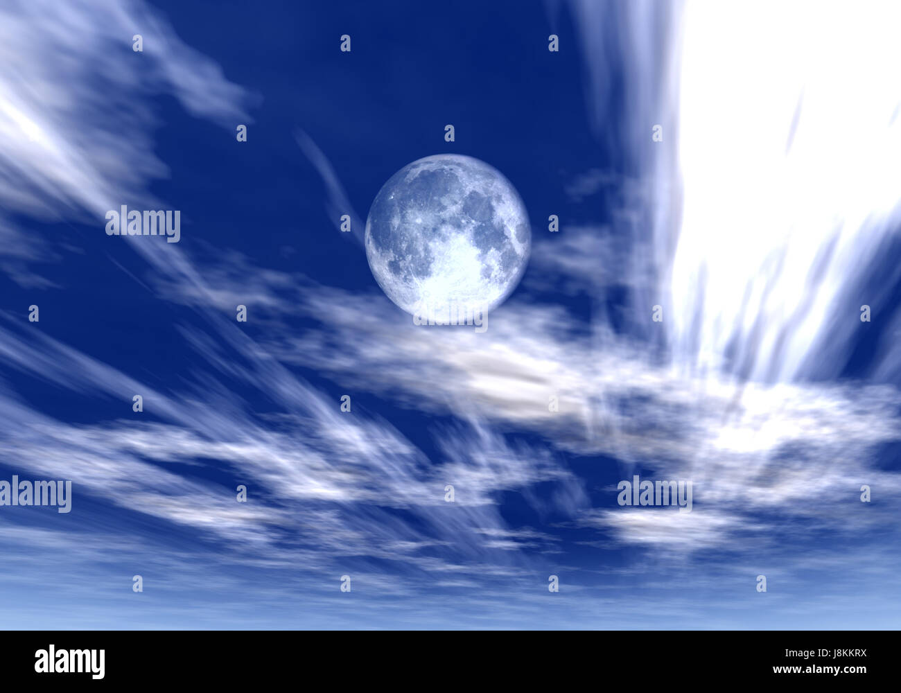 blue, graphics, heaven, paradise, summer, summerly, moon, illustration ...