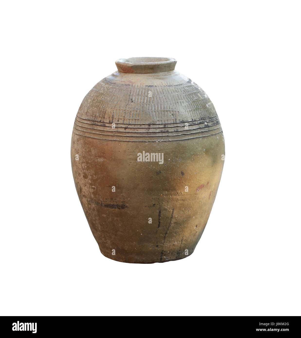 Traditional jar of earthenware isolated on white background and have ...