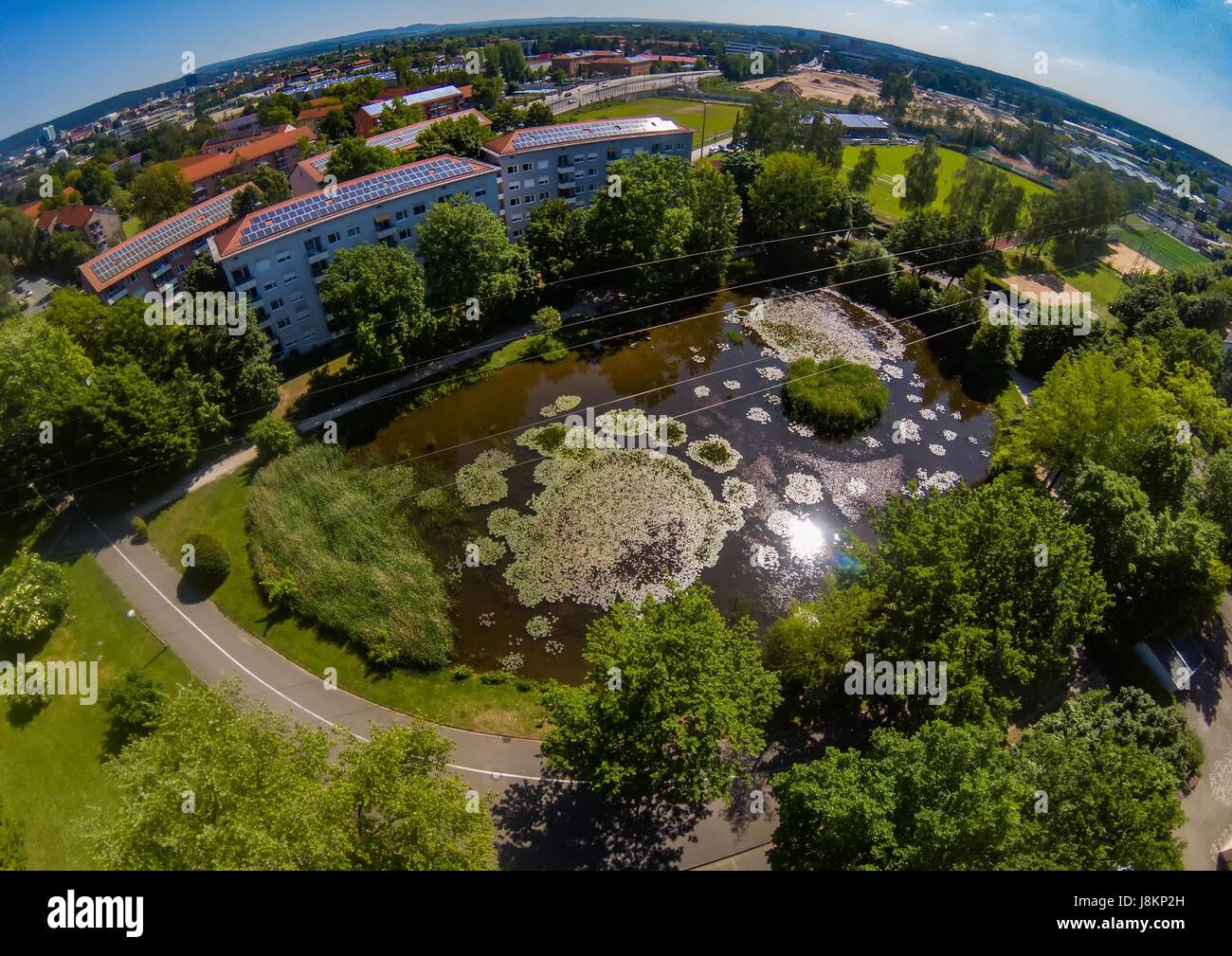 Aerial view of the district Bruck of the city of Erlangen in Bavaria ...