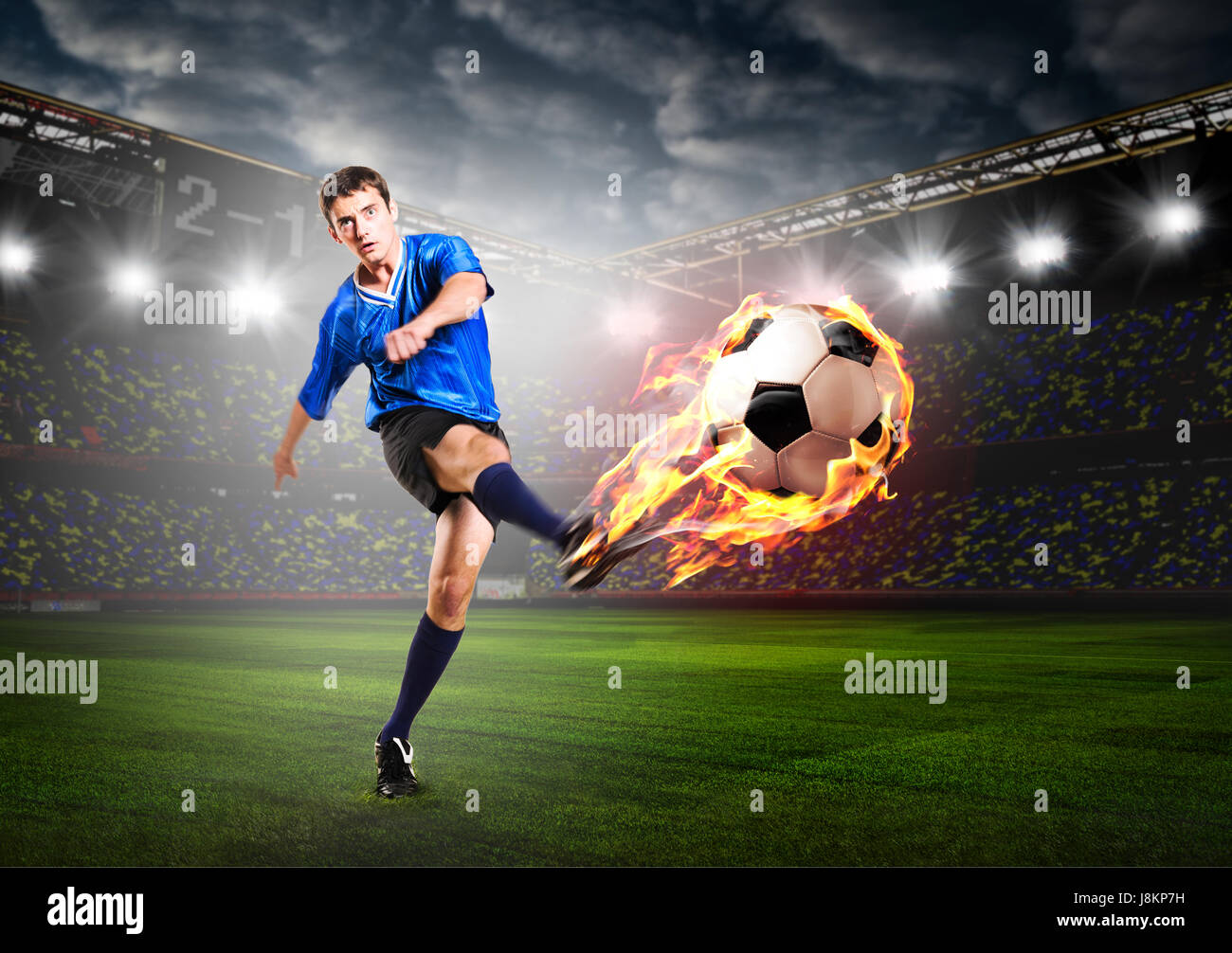player is kicking ball Stock Photo - Alamy
