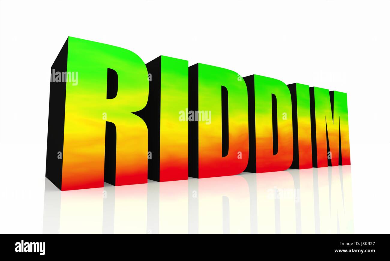 3d text isolated riddim - green yellow red Stock Photo - Alamy