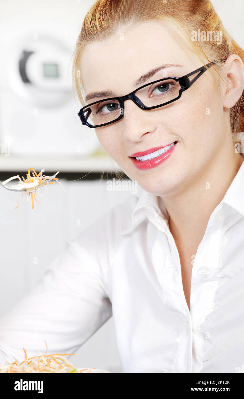 woman, office, food, aliment, beautiful, beauteously, nice, health ...
