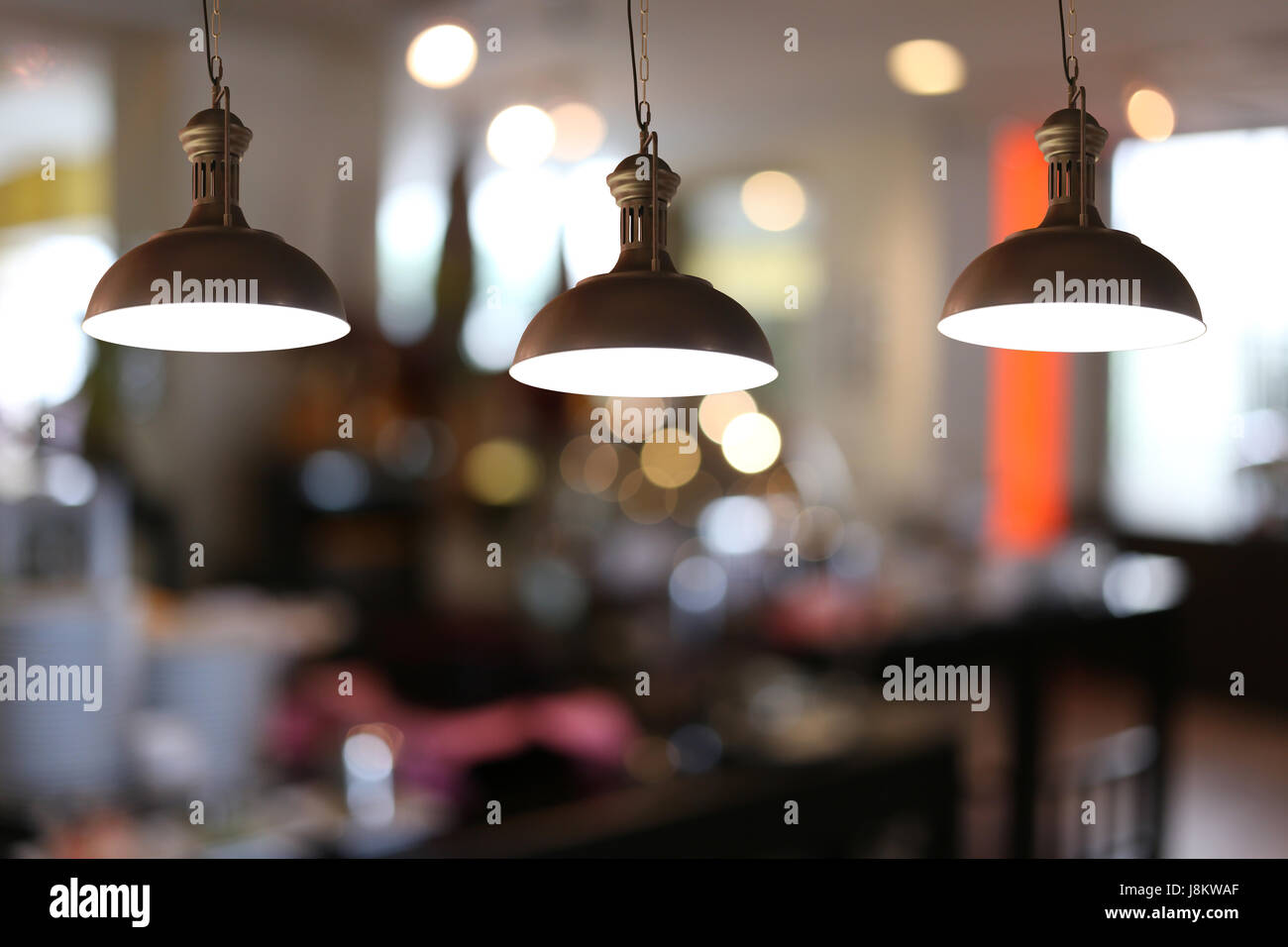 Vintage lamps in a restaurant,concept of interior with lights Stock ...