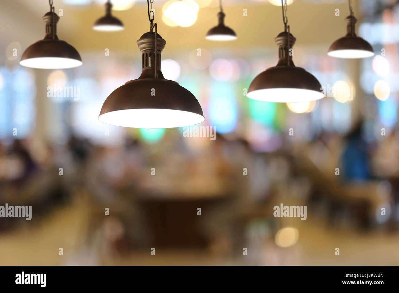 Vintage lamps in a restaurant,concept of interior with lights Stock ...