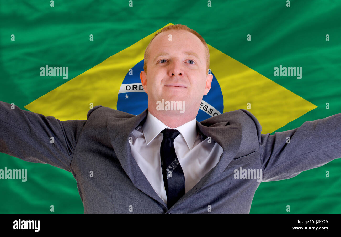wealth, flag, investor, business man, businessman, brazil, delighted ...