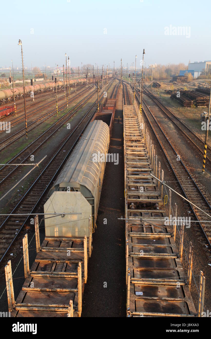 Freight Station with trains Stock Photo - Alamy