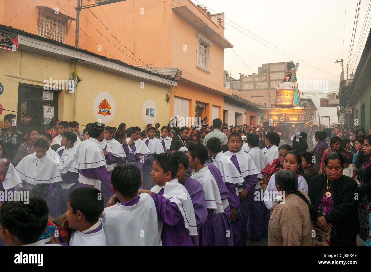 A statue of Jesus is carried along the streets during the Holy Week ...